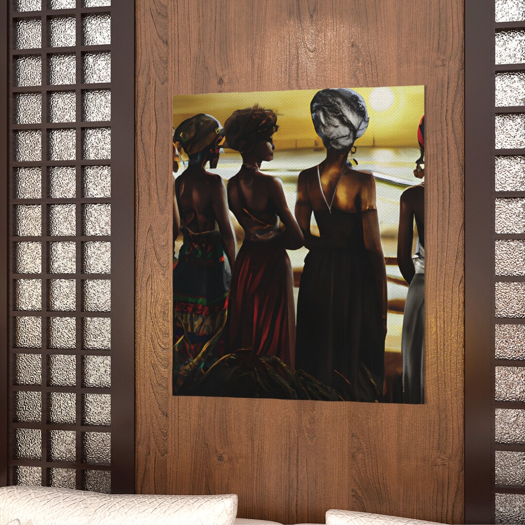 African Women on the Beach Wall Canvas, African Sunset, Beach Wall Art ...