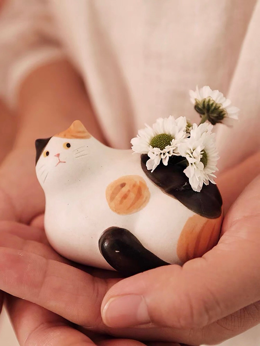 Mini Cute Cat Vase for Flowers Creamic Vase Home Decor Vases Table ...
