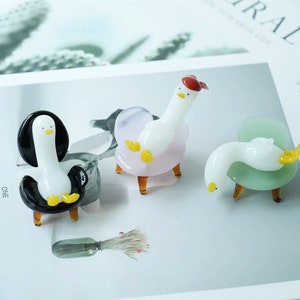 Cute Glass Duck Figurine Home Decor Desk Accessories Glass Ornament ...