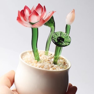 Lotus Glass Potted Plants, Mini Glass Plants, Handmade Glass Art, Glass ...