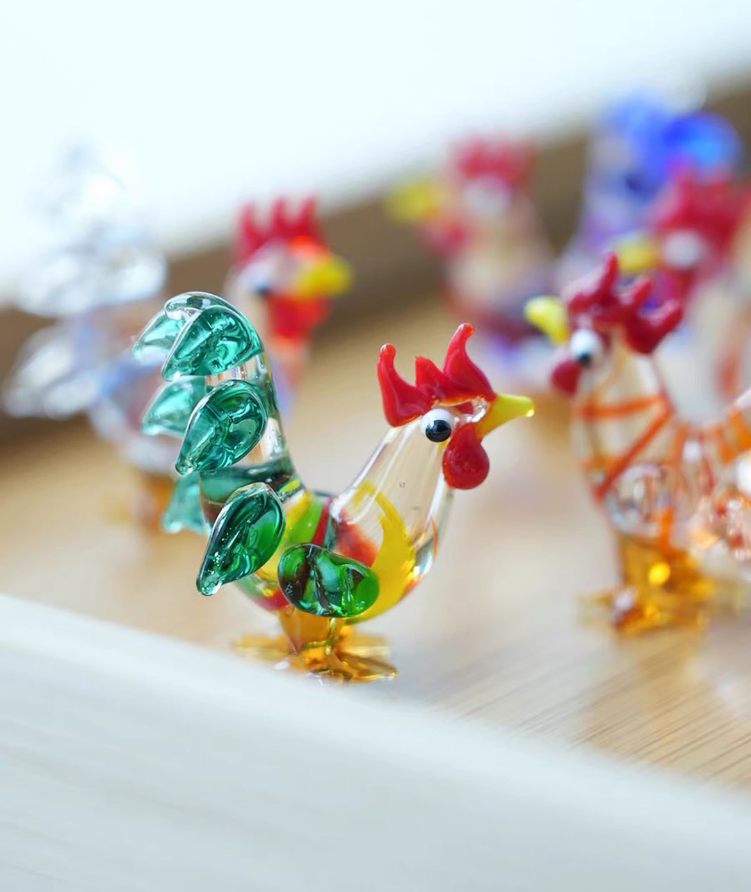 Glass Rooster Figurine, Glass Animals, Hand Blown Glass Rooster, Glass ...
