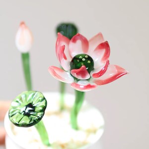 Lotus Glass Potted Plants, Mini Glass Plants, Handmade Glass Art, Glass ...
