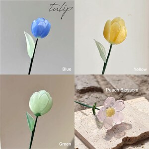 7.5 Inches Handmade Glass Daisy Flower, Glass Flower Bouquet Various ...