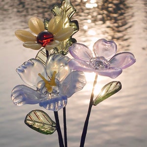 7.5 Inches Handmade Glass Daisy Flower, Glass Flower Bouquet Various ...