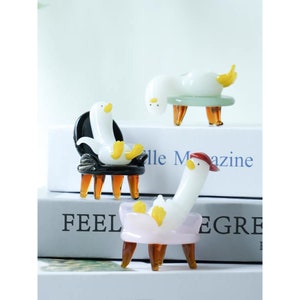 Cute Glass Duck Figurine Home Decor Desk Accessories Glass Ornament ...