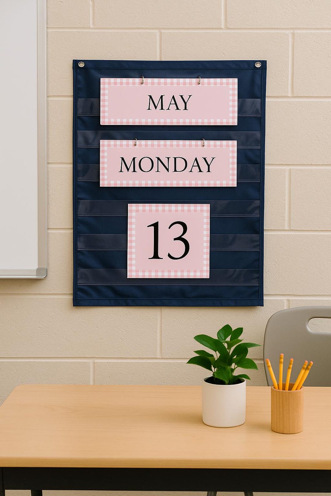 Pink Gingham Flip Calendar and Teacher Toolbox Labels - Etsy