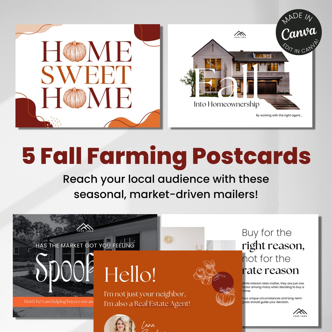 Fall Farming Postcards, Local Real Estate Agent Marketing, Realtor ...
