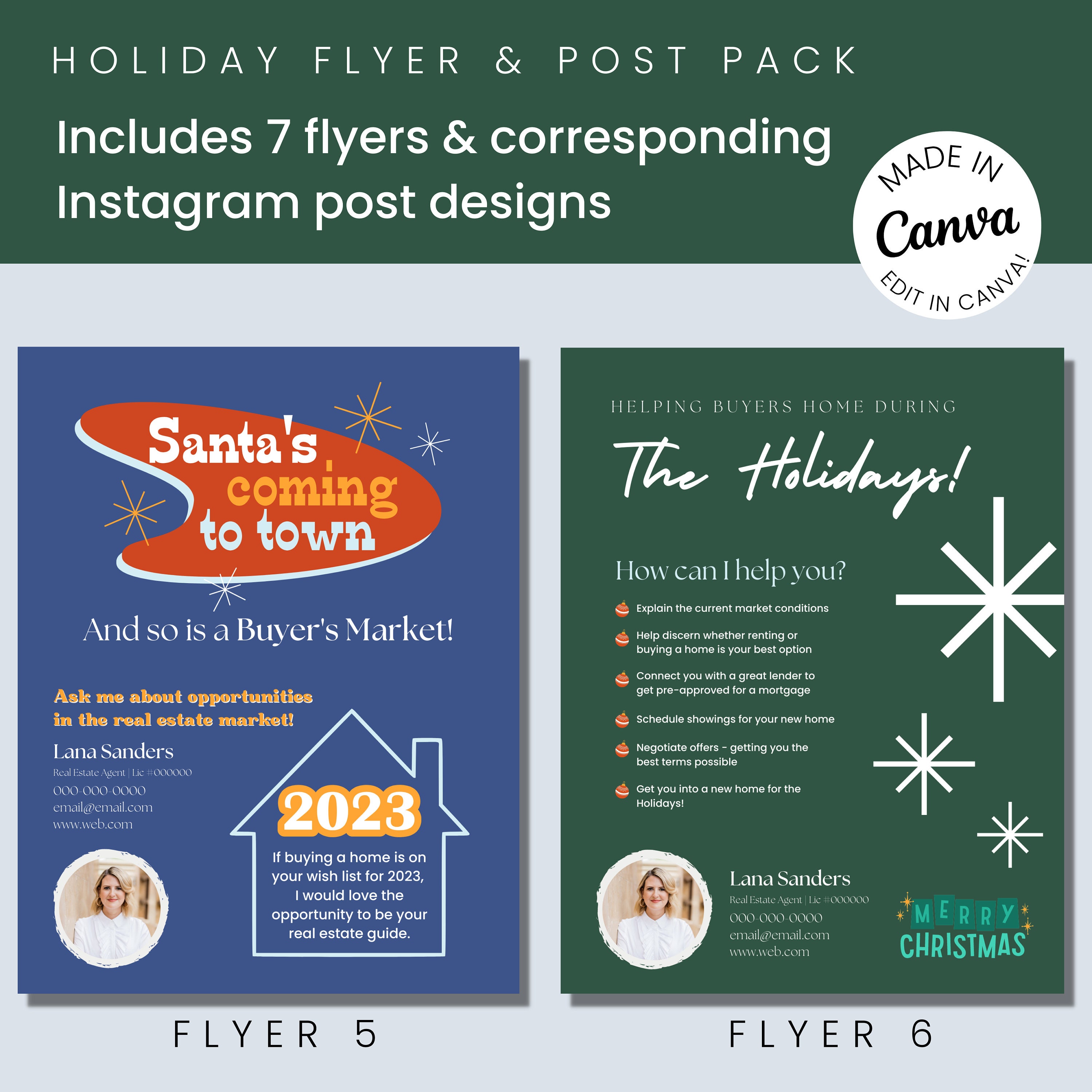 Colorful Holiday Flyer & Social Media Post Pack, Real Estate Agent ...