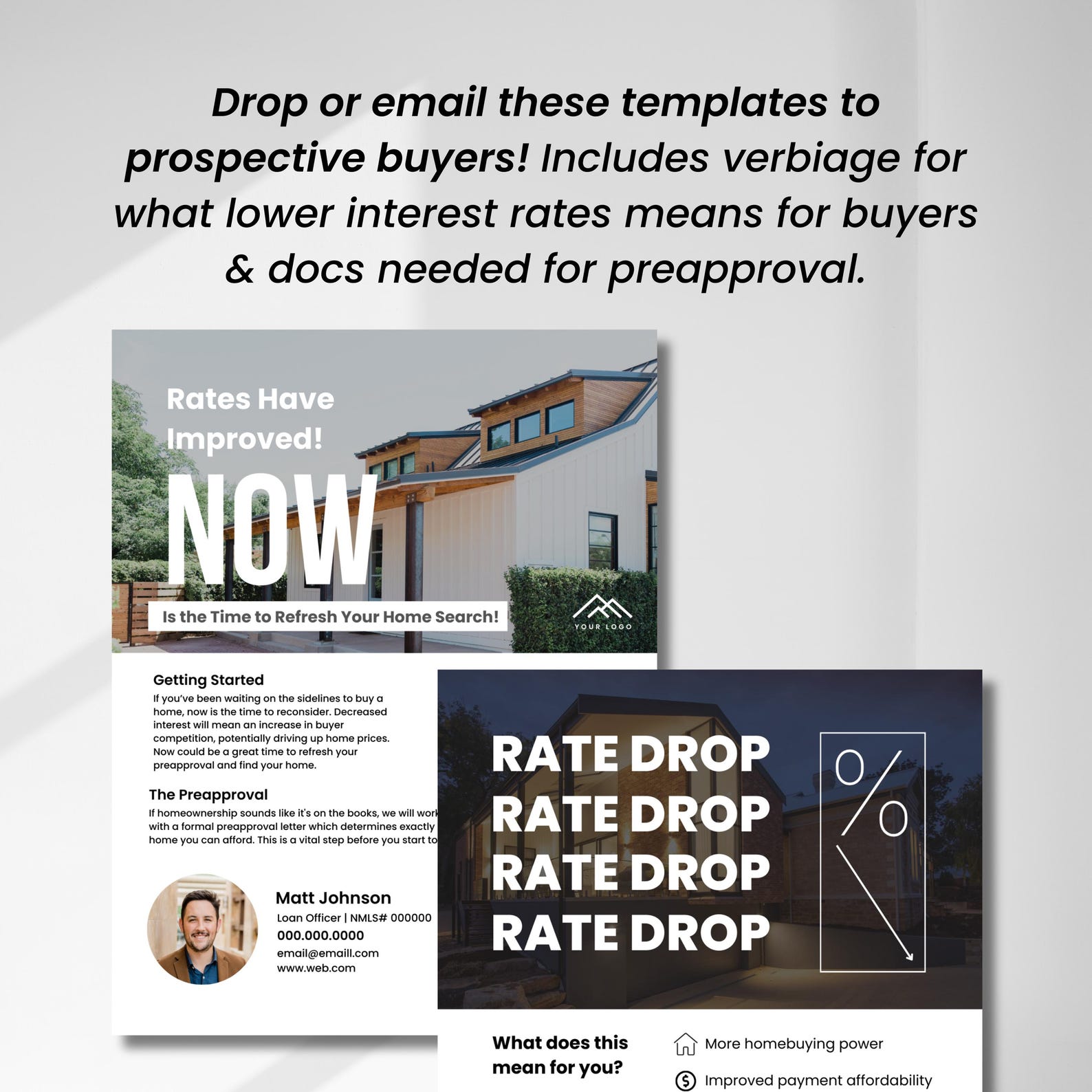 Interest Rate Drop Flyer, Rates Improved, Lower Rates, Buyer Flyer ...