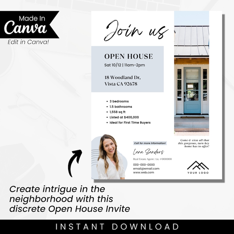 Open House Flyer & Follow Up, Just Listed Flyer, Farming, Open House ...