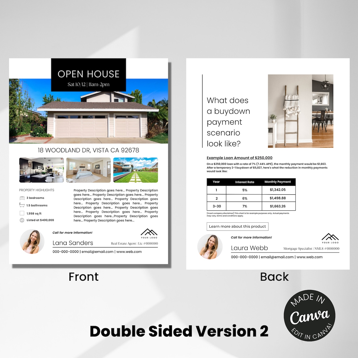 Open House Flyer With Buydown Scenario Flyer, Mortgage Payment, Loan ...