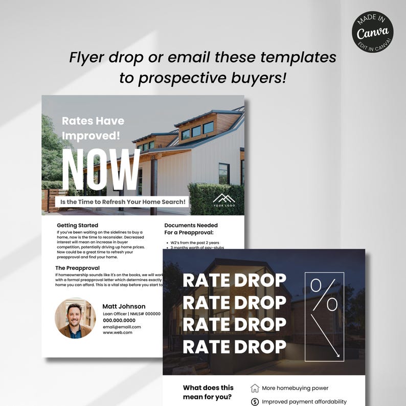 Interest Rate Drop Flyer, Rates Improved, Lower Rates, Buyer Flyer ...