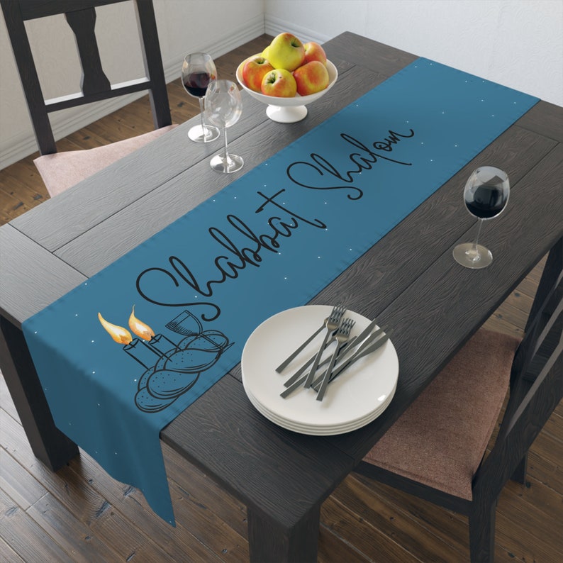 Shabbat Shalom Table Runner Blue Stars Shabbat Table Decor - Etsy