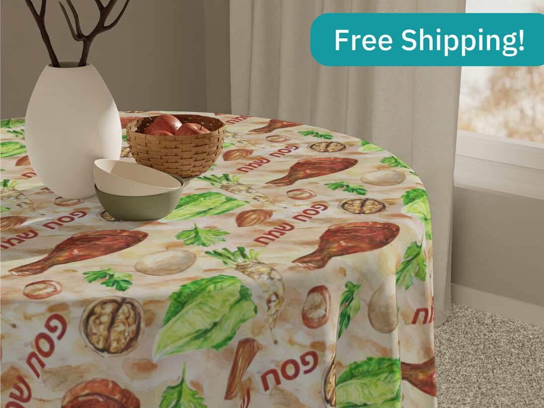 Passover Seder Plate Tablecloth - Fun Watercolor Pesach Decor - Jewish ...