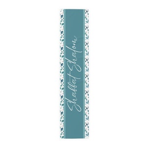 Blue Floral Shabbat Shalom Table Runner - Shabbat Jewish Home Decor ...