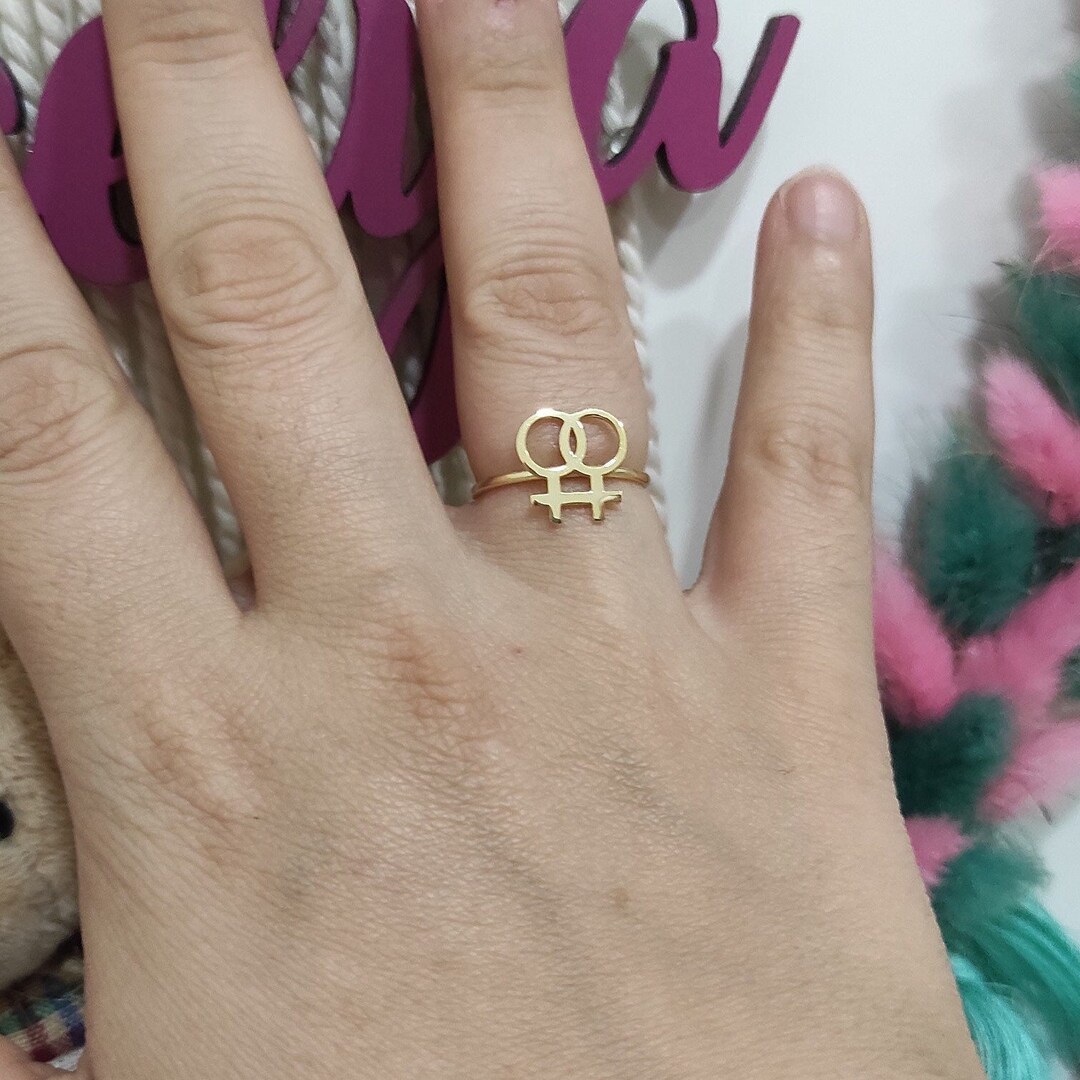 Silver Lesbian Pride Ring in Gold and Silver, Gay Pride Ring, Lqbtqring ...