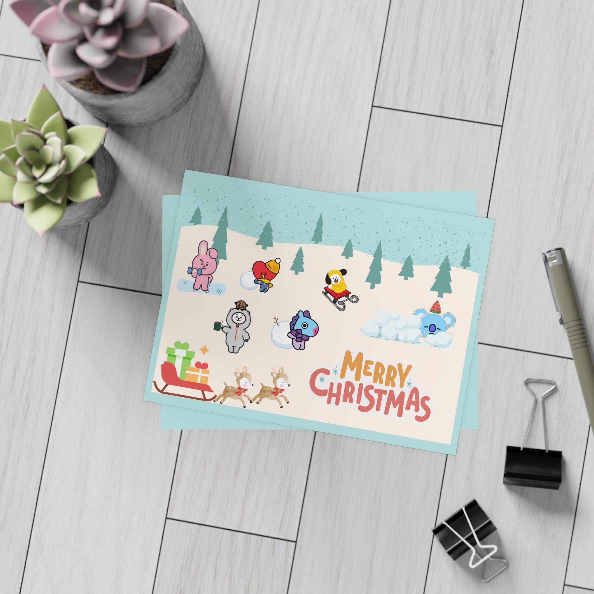 BTS BT21 Christmas Cards - Etsy