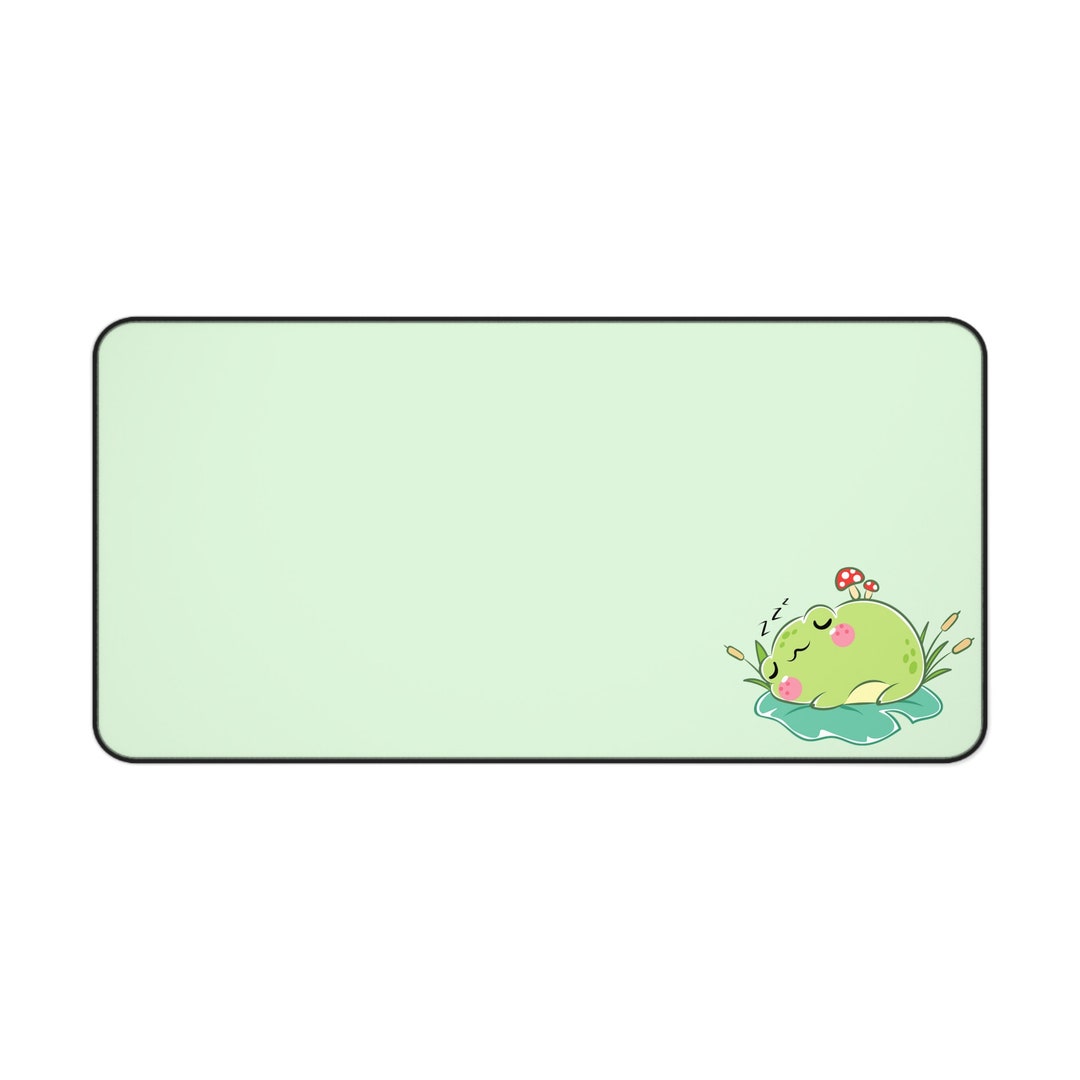 Cute Frog Desk Mat, Sleeping Frog on Lily Pad Desk Mat, Froggy Lover ...