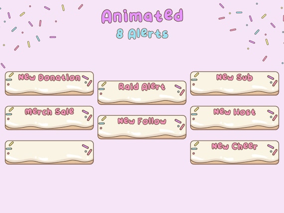 8 ANIMATED Twitch Alerts for Alertbox Cute Kawaii Alerts for - Etsy