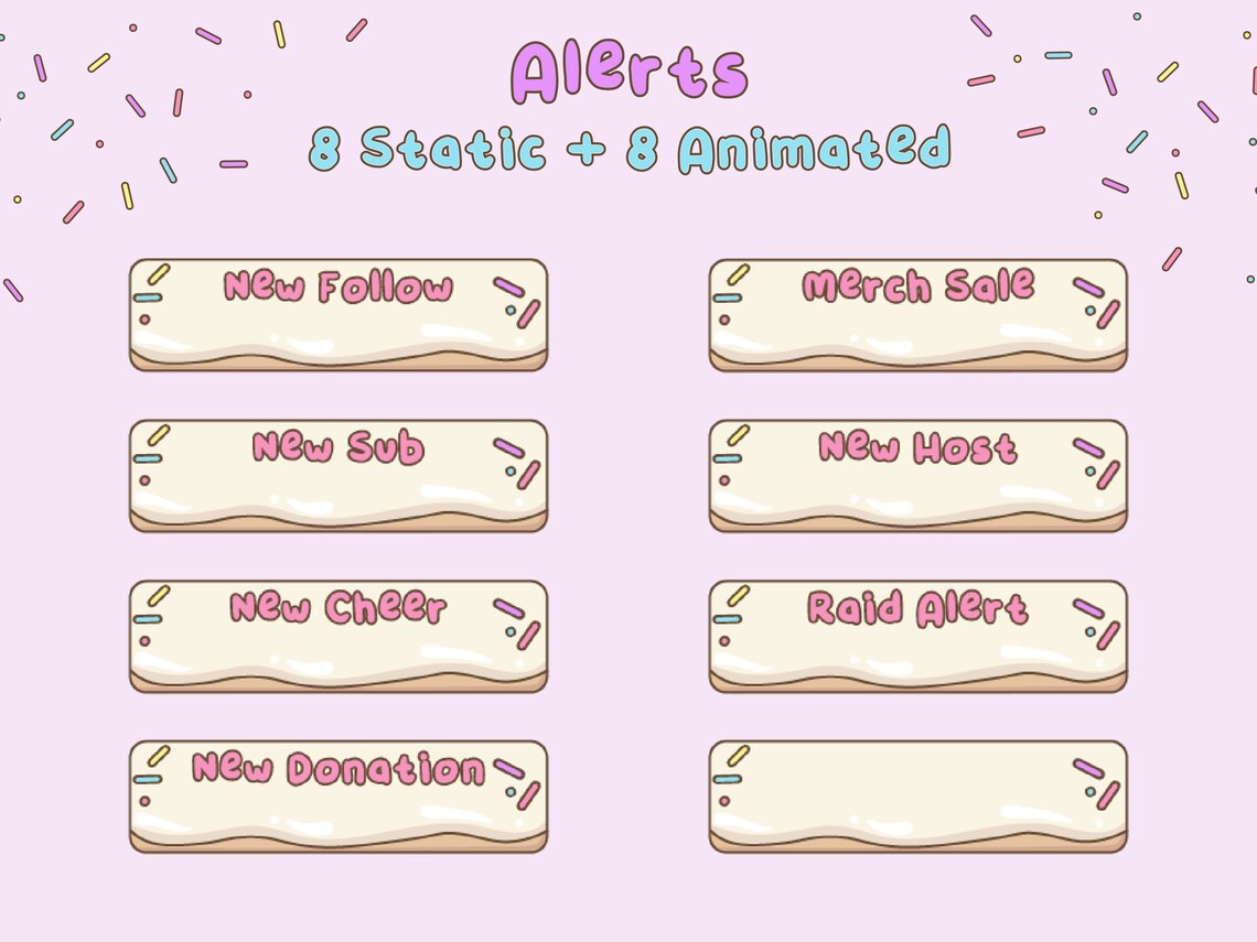 ANIMATED Cute Kawaii Pink Twitch Overlay Package | Frosting Cupcake ...