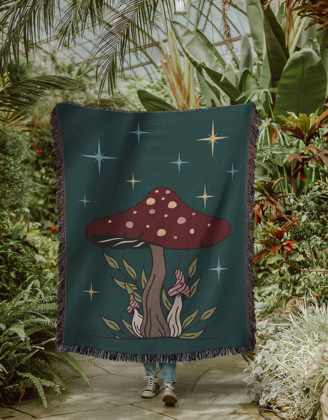 Woven Blanket, Mushroom Blanket, Throw Blanket Couch, Mushroom Decor ...