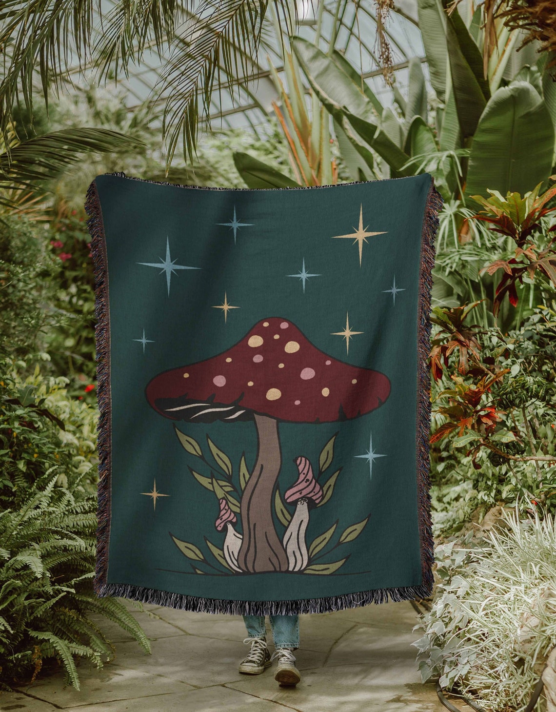 Woven Blanket, Mushroom Blanket, Throw Blanket Couch, Mushroom Decor ...