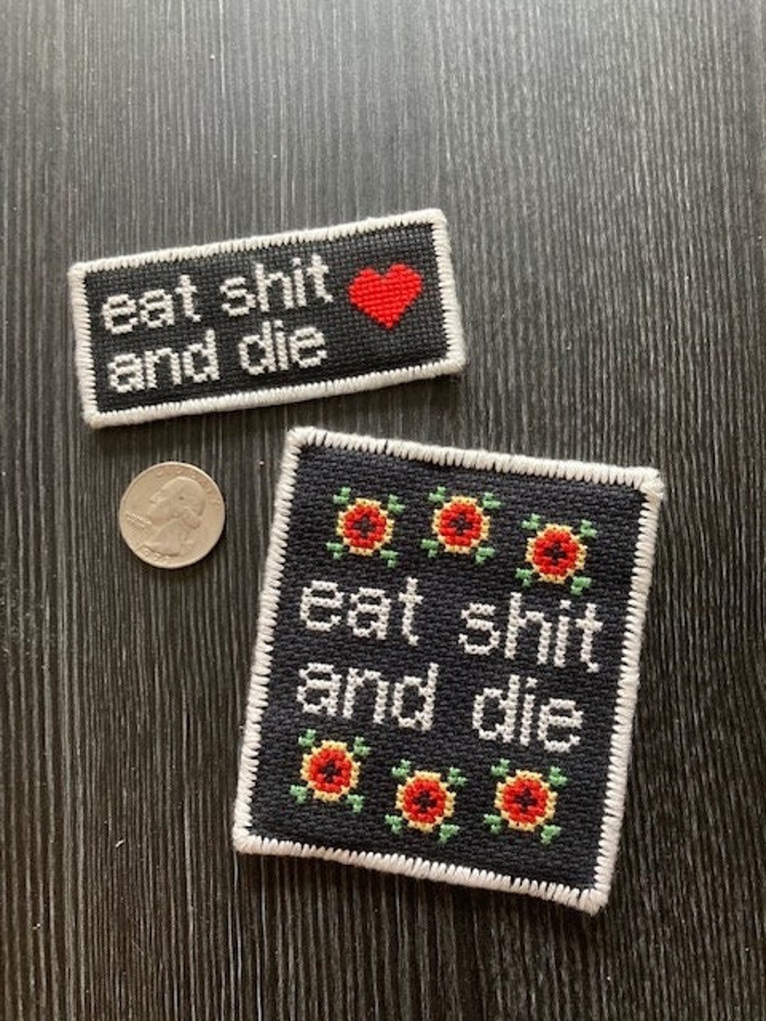 Eat Shit and Die Cross-stitch Iron-on Patch - Etsy