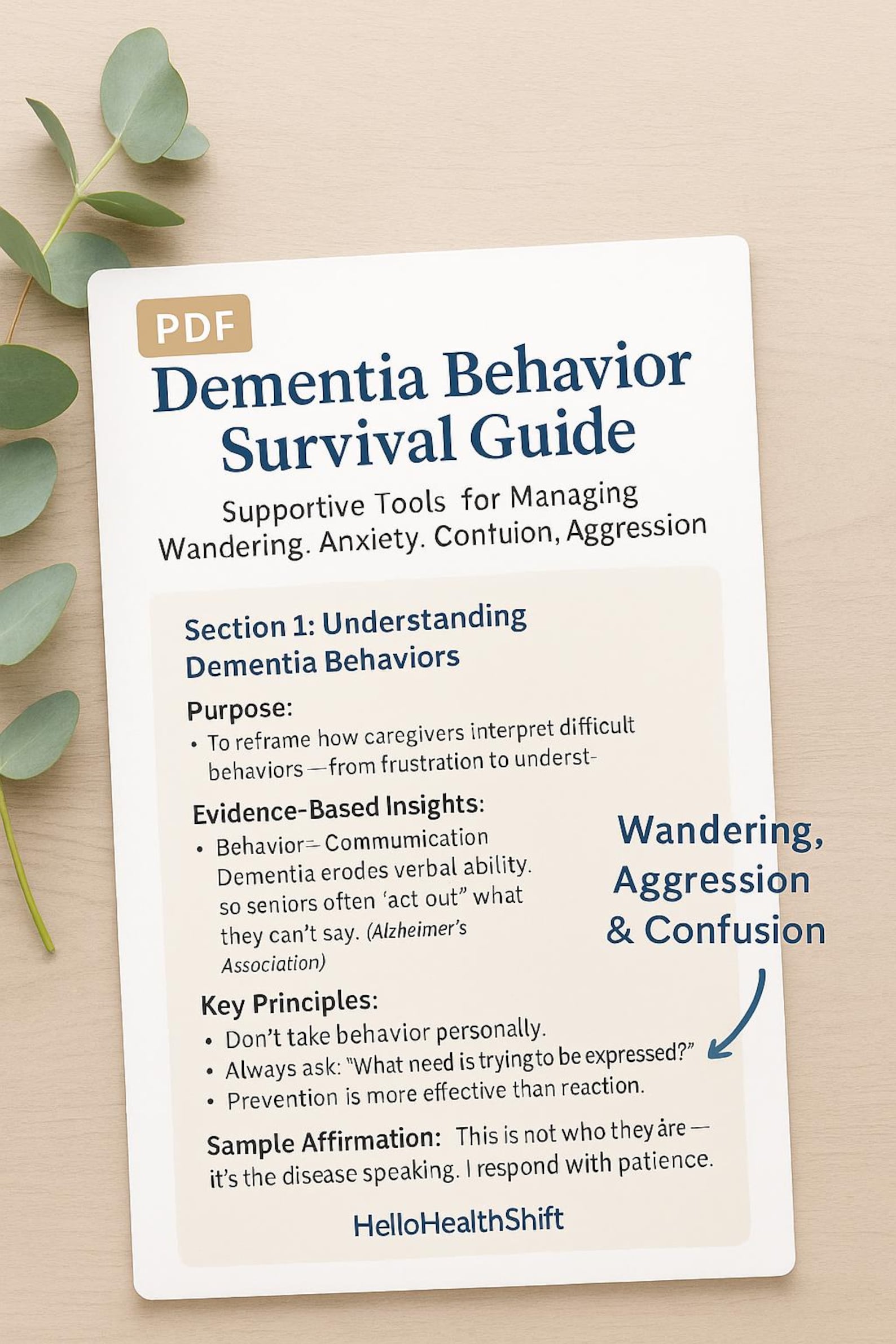 Dementia Behavior Survival Guide PDF | Rn-approved Tools for Wandering ...