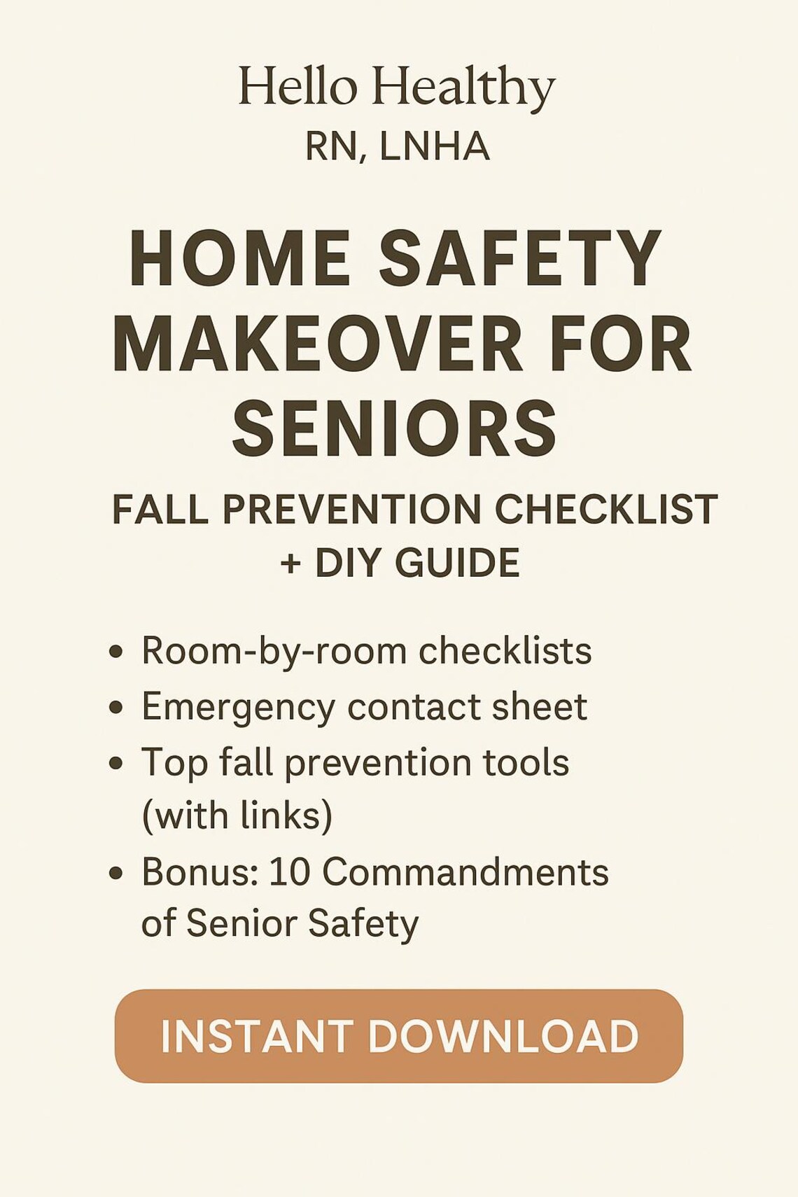 Fall Prevention Checklist for Seniors: Rn-created Home Safety Guide ...
