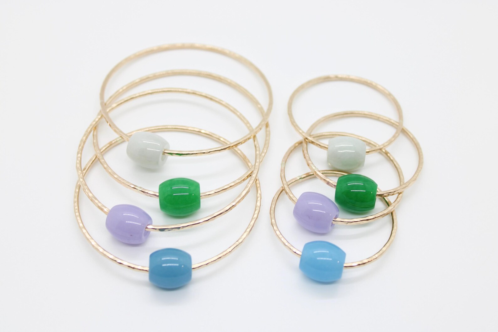 14K Gold Filled Green Jade Barrel Bangle - Etsy