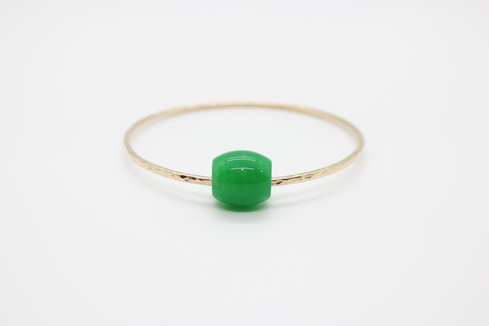 14K Gold Filled Green Jade Barrel Bangle - Etsy