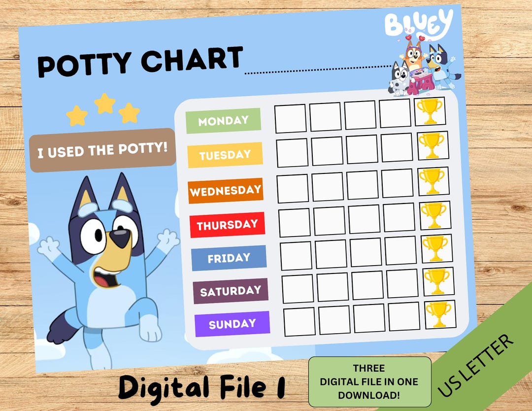 Bluey Potty Chart | Bluey Reward Chart | Toilet Training | Potty ...