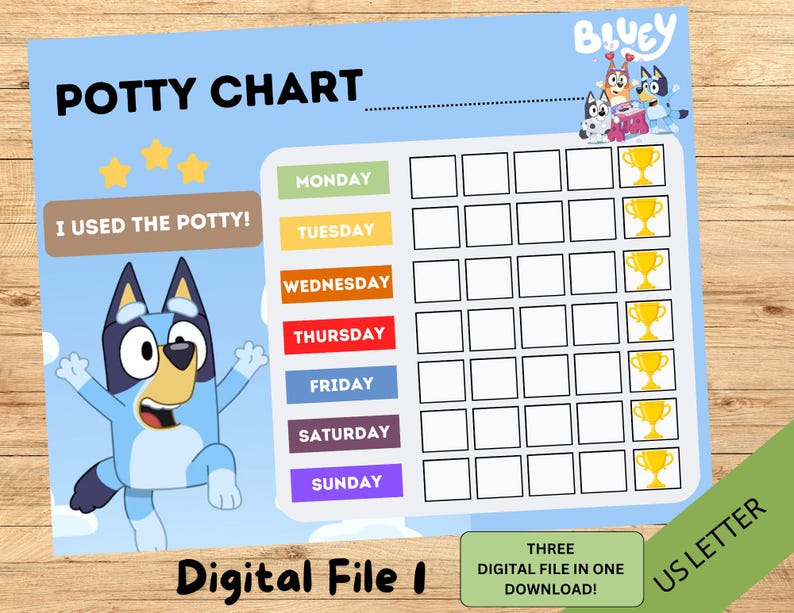 Bluey Potty Chart | Bluey Reward Chart | Toilet Training | Potty ...
