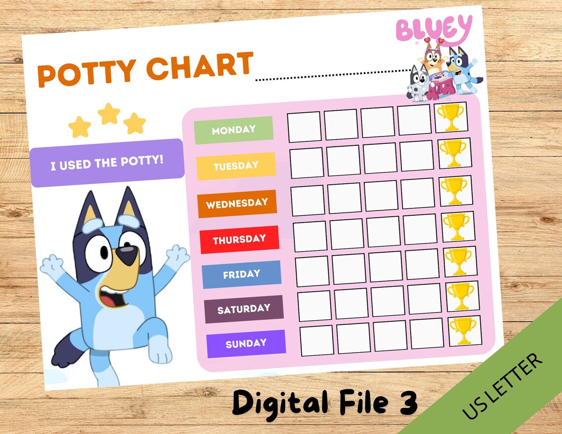 Bluey Potty Chart | Bluey Reward Chart | Toilet Training | Potty ...