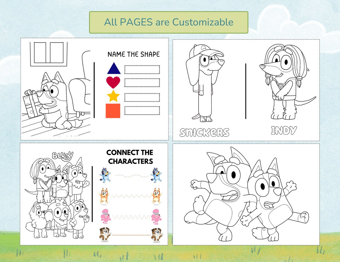 Bluey Mini Coloring Sheets/book, Personalized Coloring Sheets, Birthday ...