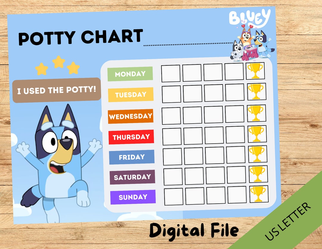 Bluey Potty Chart Bluey Reward Chart Toilet Training Potty Training - Etsy