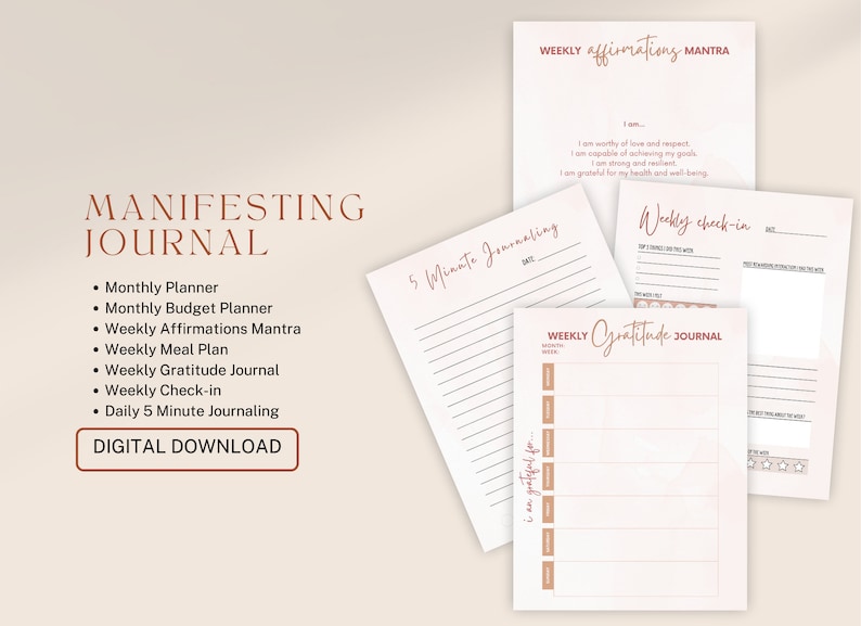 Manifestation Journal, Manifesting Journal, Mantra Journal, Planning ...