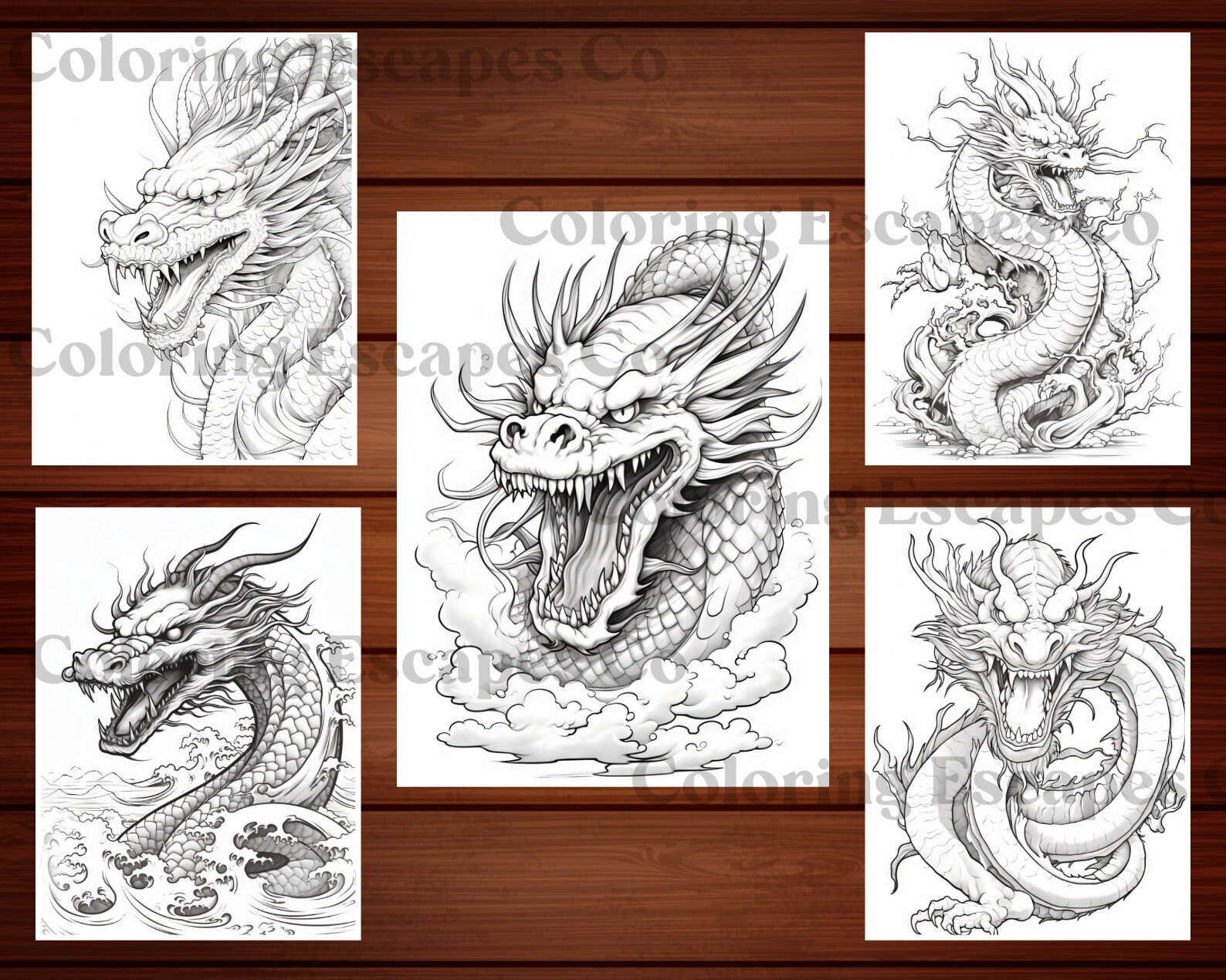 Japanese Dragons Coloring Book Volume 4 Fantasy Coloring - Etsy