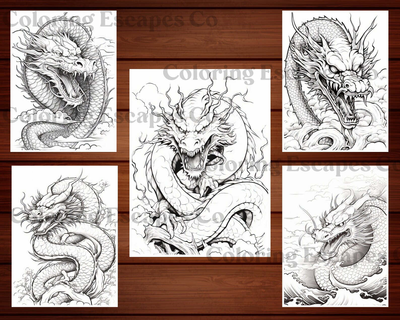 Japanese Dragons Coloring Book Volume 4 Fantasy Coloring - Etsy