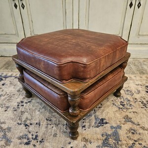 2 VTG Mcm Ethan Allen-style Burgundy Vinyl STACKING Ottomans/foot ...
