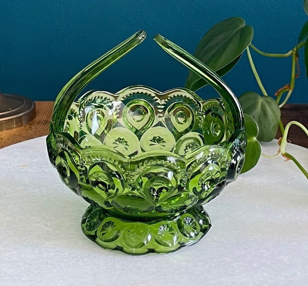 Fenton Moon and Stars Split Handle Basket, Green - Etsy