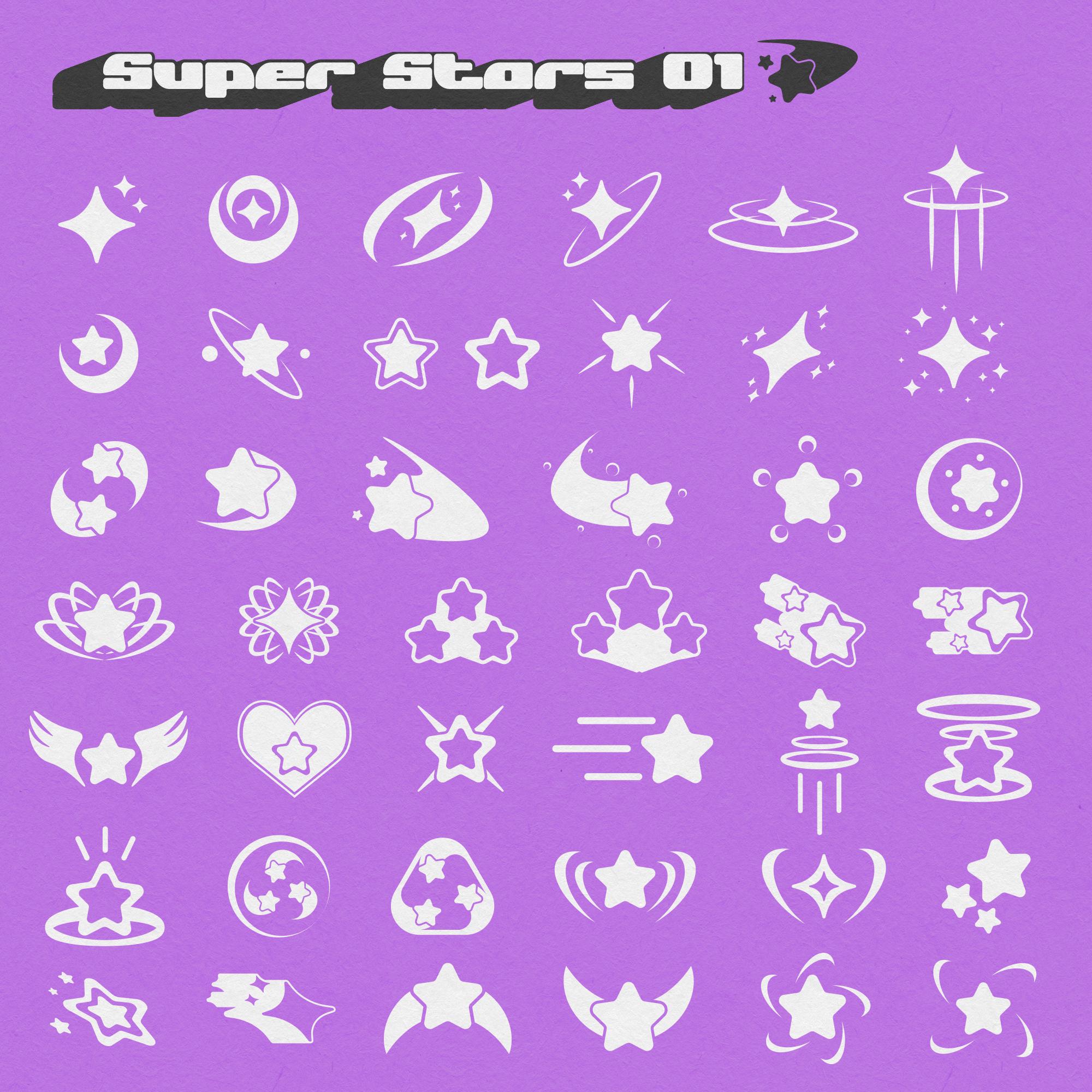Super Stars Pack 01 Vector Icons (40+ Assets for Logos, Apparel ...