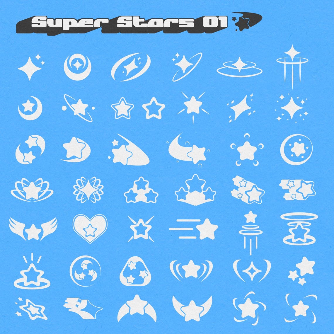 Super Stars Pack 01 Vector Icons (40+ Assets for Logos, Apparel ...