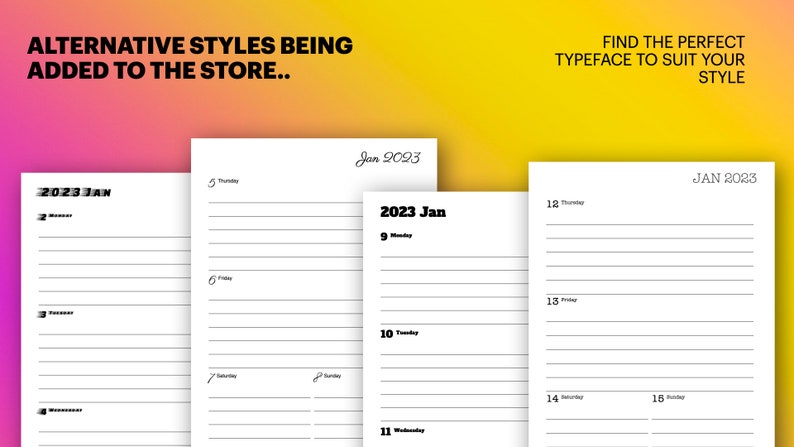2023 Weekly Planner Printable, Serif Style, Dated Week on 2 Pages, 2023 ...