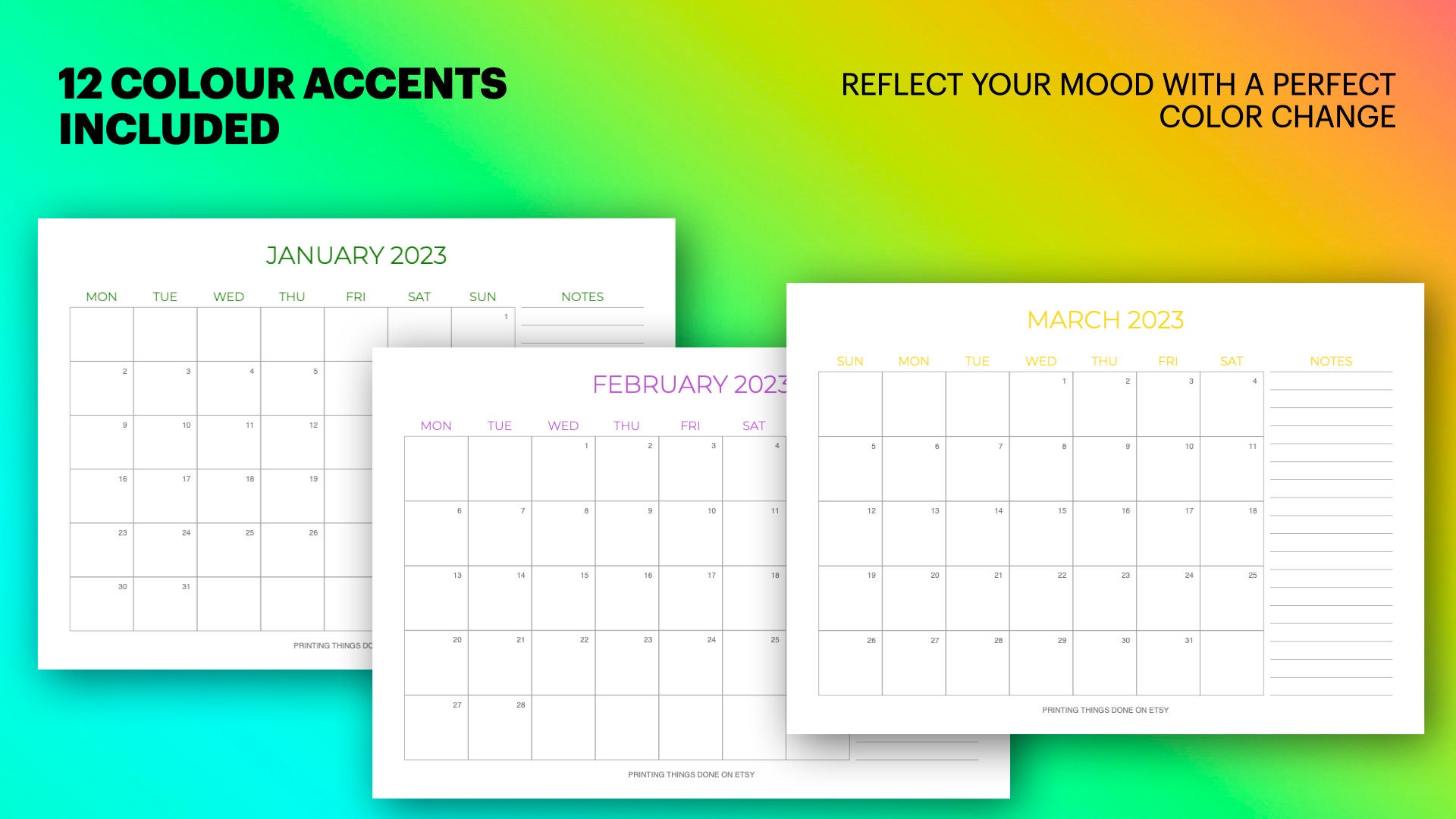 2023 Monthly Planner Printable Simple Style Dated Month on 1 - Etsy