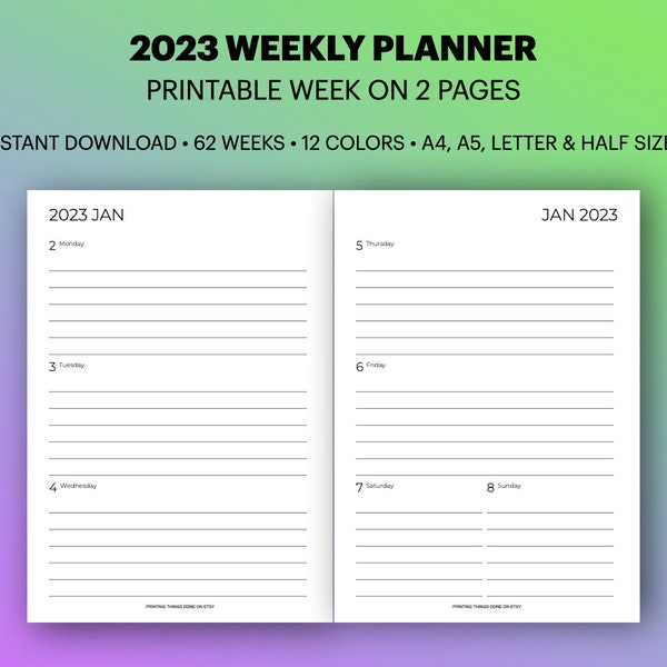 Weekly Planner Printable - Etsy