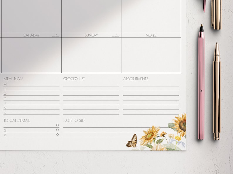 Weekly Planner Printable PDF - Undated 12 Months Weekly Planner Bundle ...