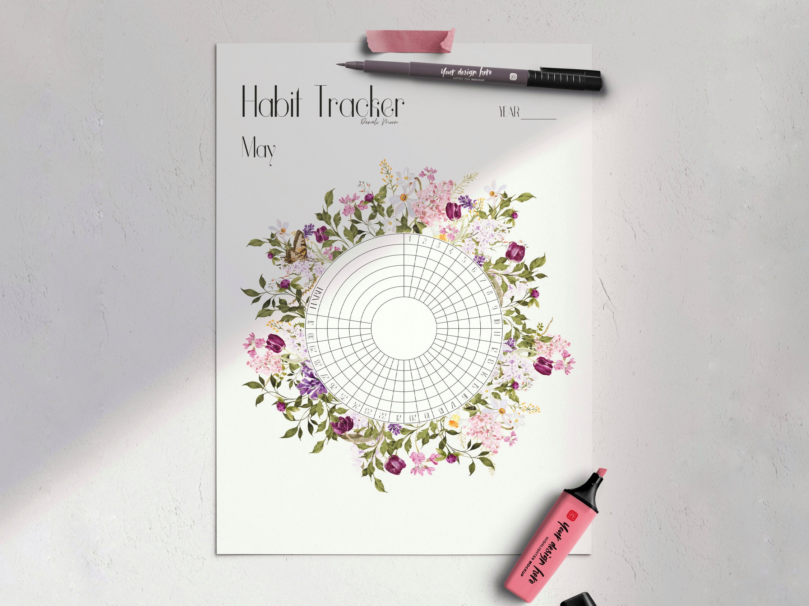 Botanical Habit Tracker: 12 Month Circle Planner (PDF Download) - Etsy