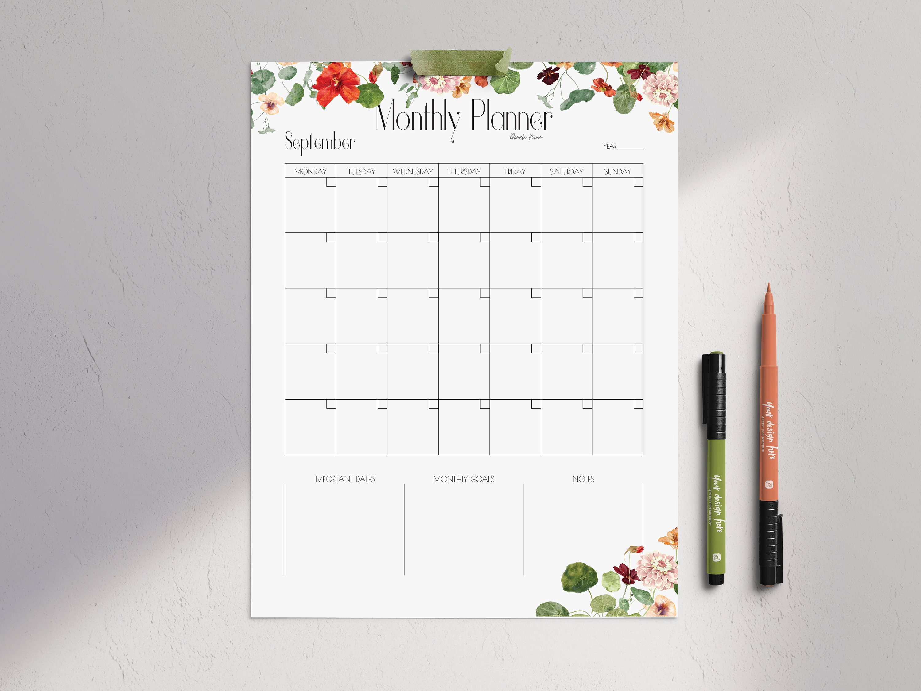 Monthly Planner Printable PDF - Undated 12 Months Monthly Planner ...