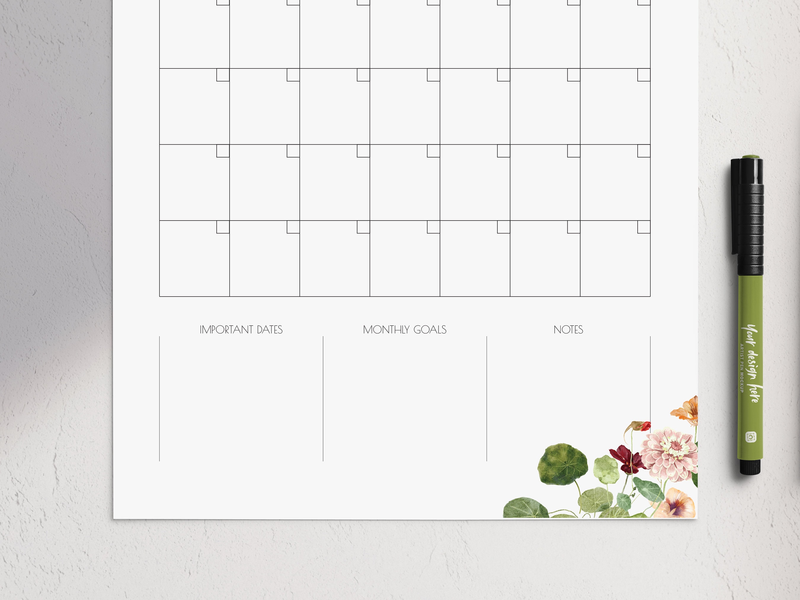 Monthly Planner Printable PDF - Undated 12 Months Monthly Planner ...